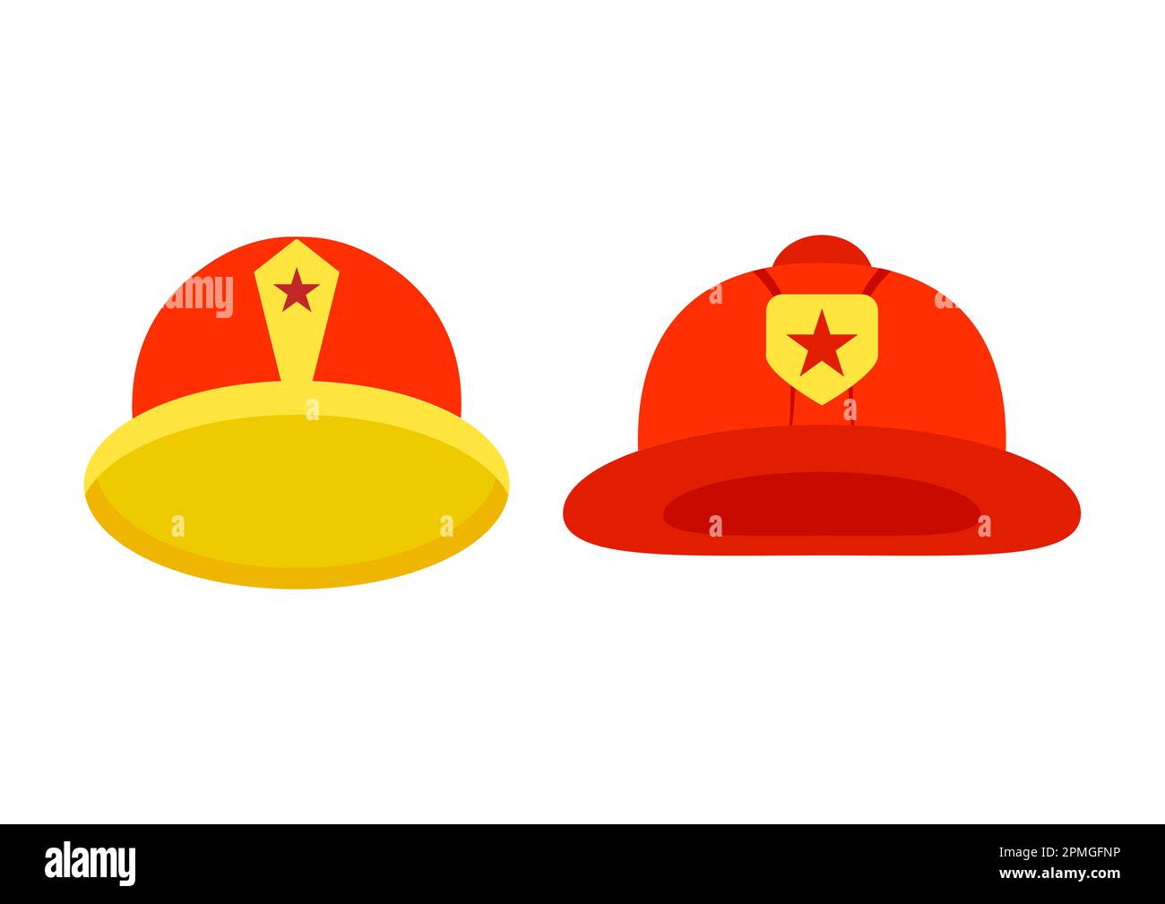 Flat illustration of firefighter helmet vector icon logo isolated on white background Stock ...