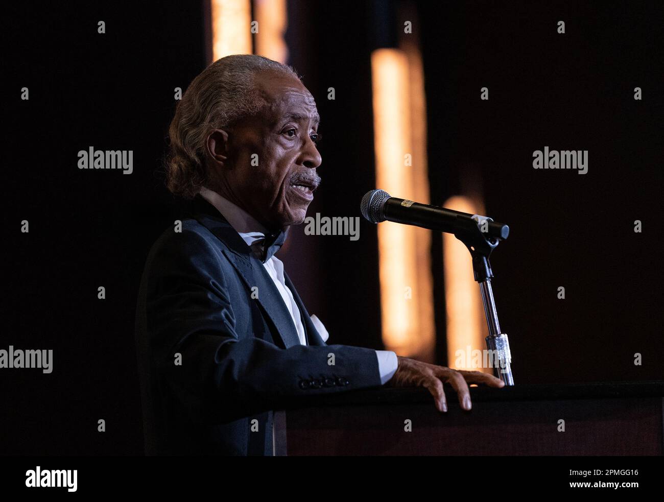 New York, United States. 12th Apr, 2023. Reverend Al Sharpton speaks at ...