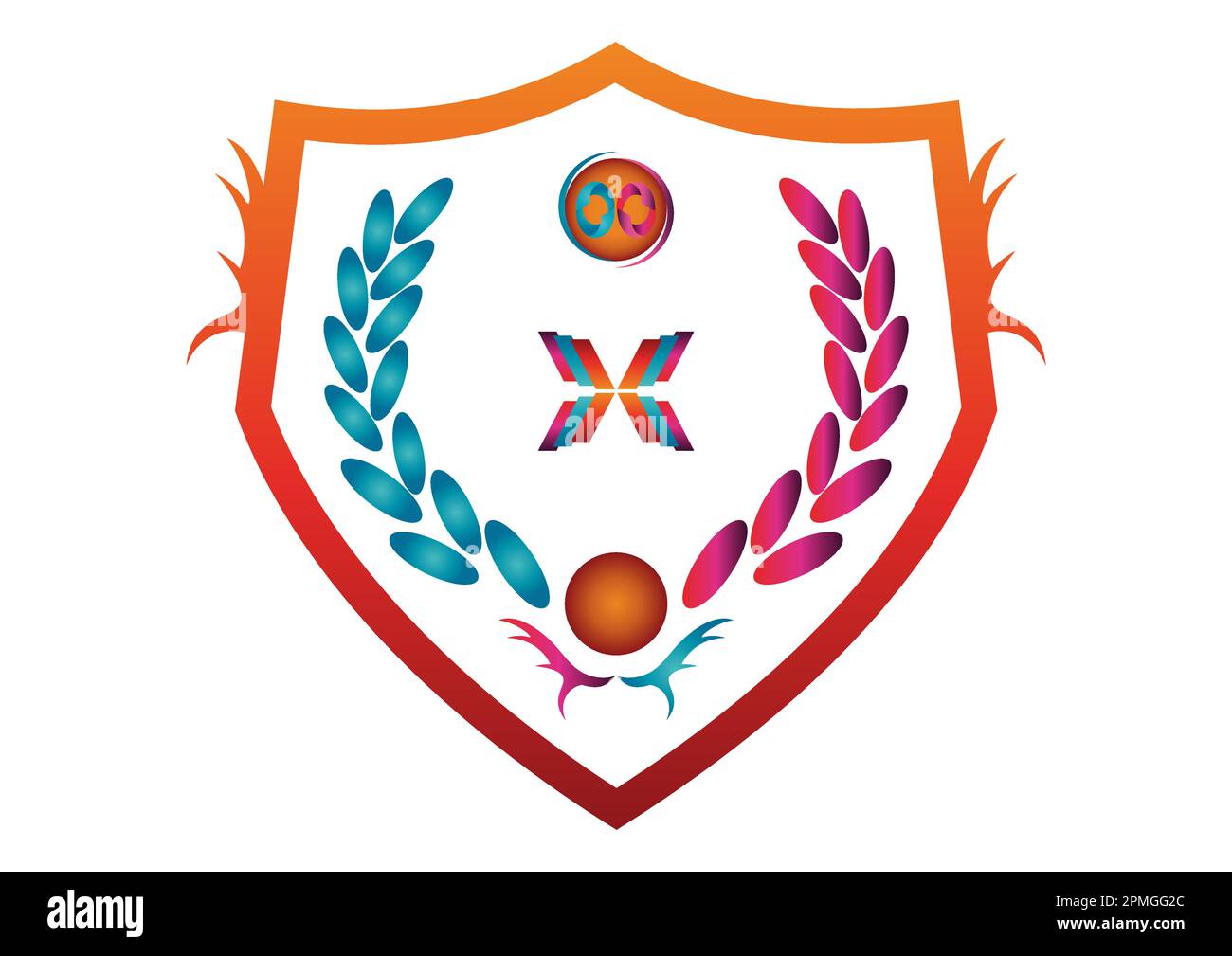 Gradient emblem with different modern shapes isolated on white ...