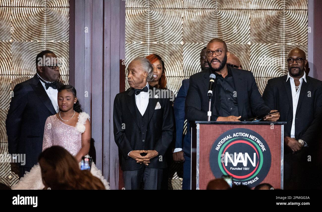 New York, United States. 12th Apr, 2023. Tyler Perry acceptance speech ...
