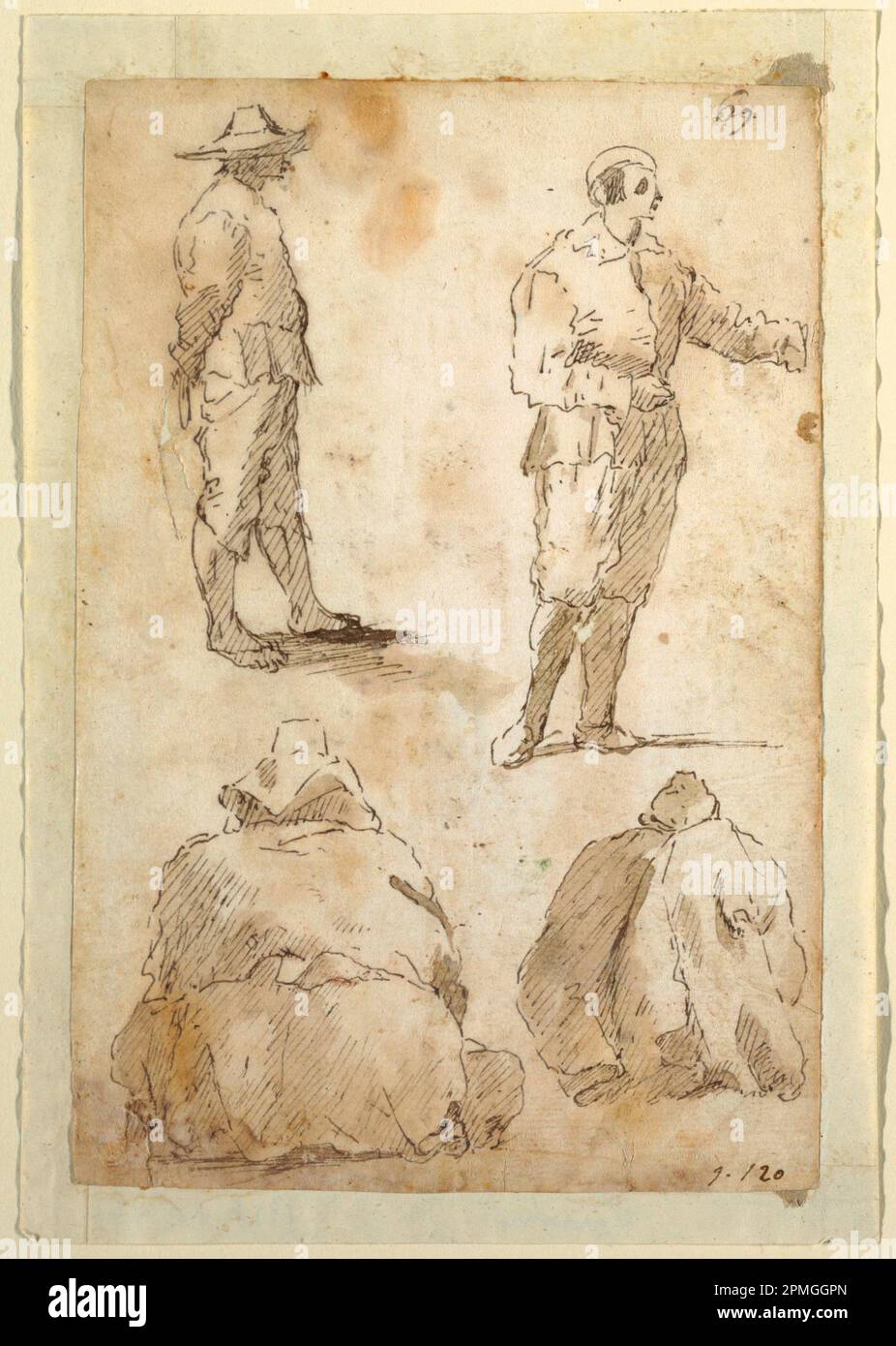Drawing, Four Men; Designed by Domenico Gargiulo; Italy; pen and ink ...