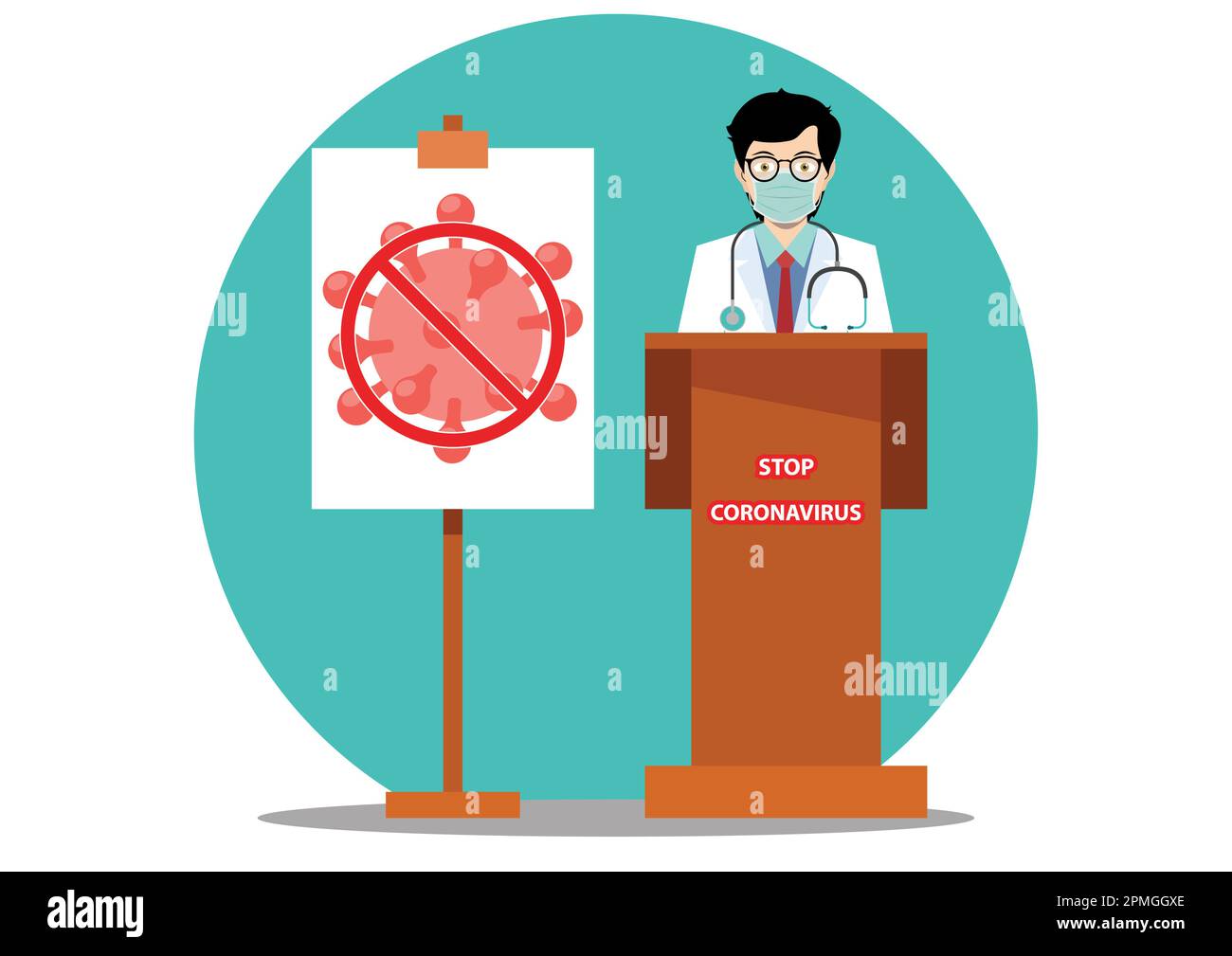 Lecture Coronavirus. Stop Covi-19, Doctor, Virus, Pandemic. Vector ...