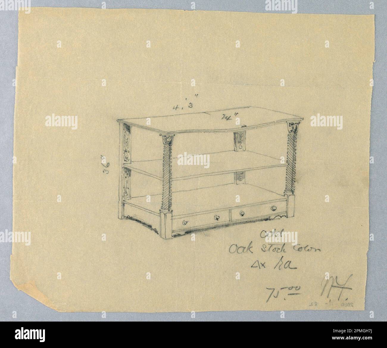Drawing, Design for Serving Table with Two Upper Shelves; Designed by A ...
