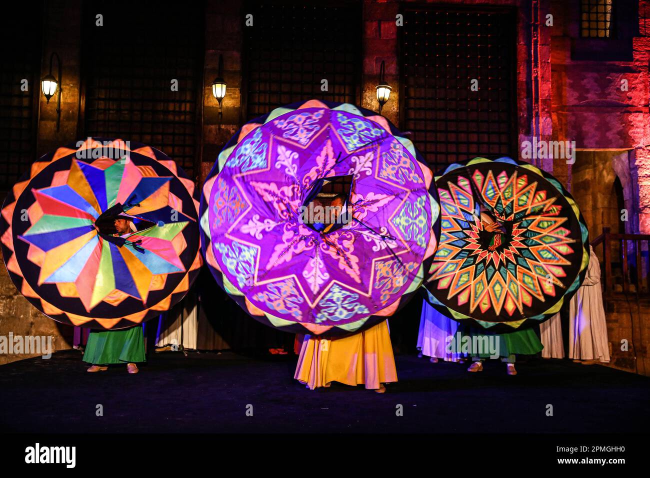 Cairo, Egypt. 12th Apr, 2023. Dancers perform Tanoura, a traditional ...