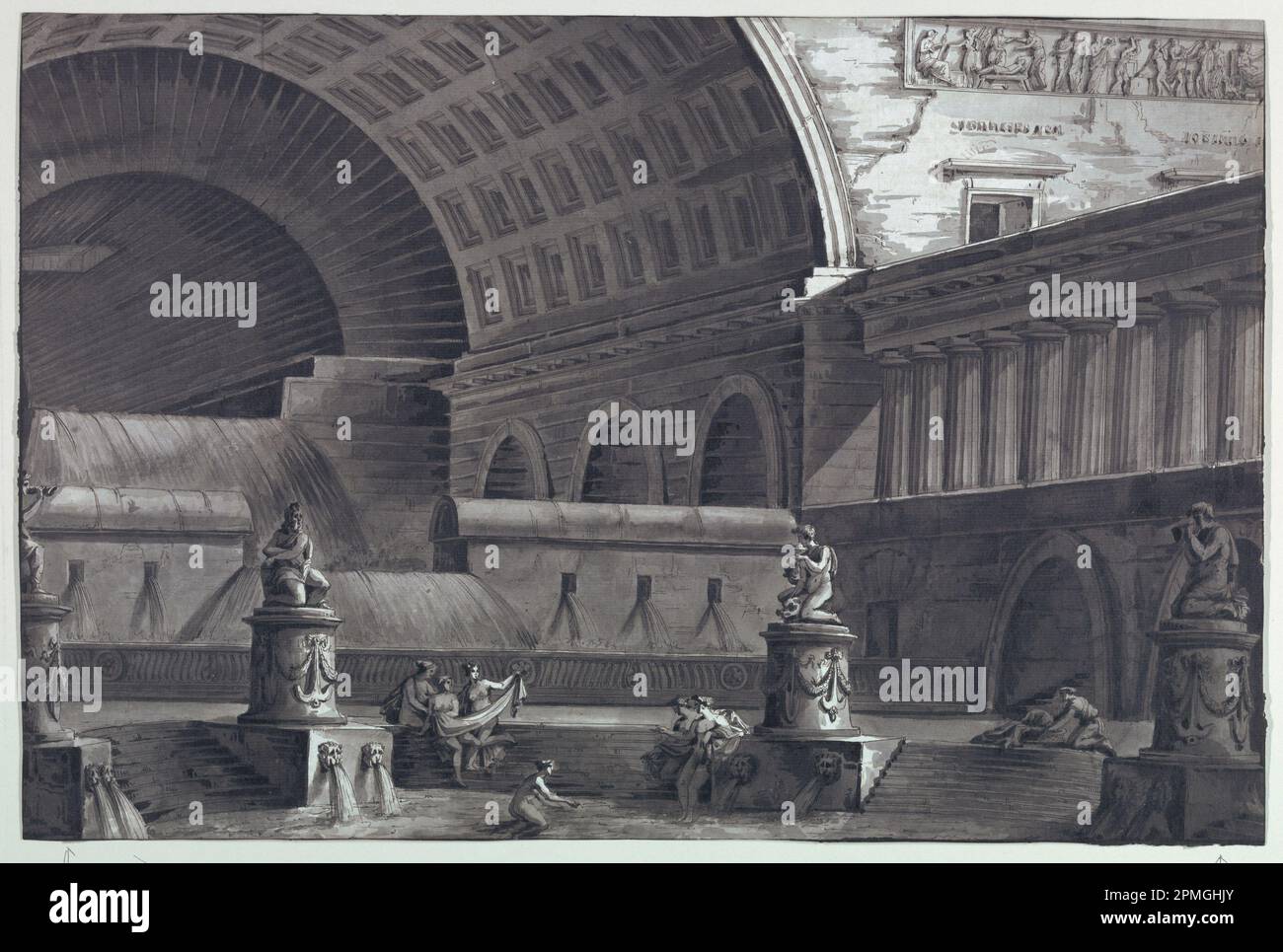 Drawing, Stage Design, Roman Baths; Designed by Antonio Giuseppe Basoli ...