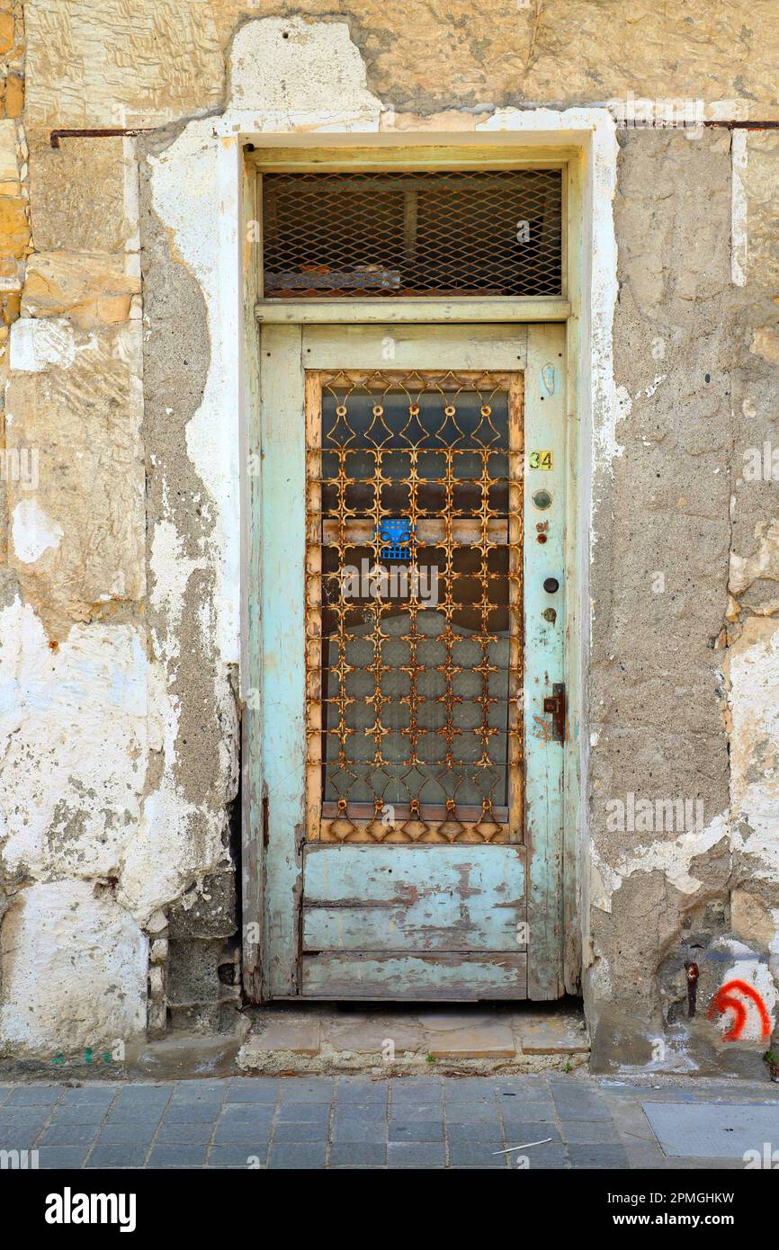 Old door in the Old Turkish quarter of Skala, Larnaca, Cyprus Stock ...