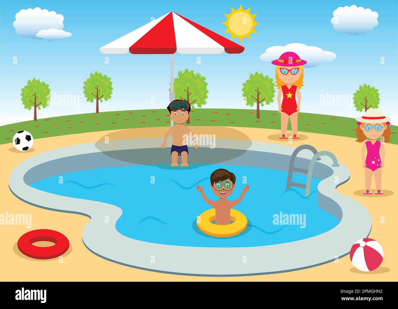 Swimming pool kids Stock Vector Images - Alamy