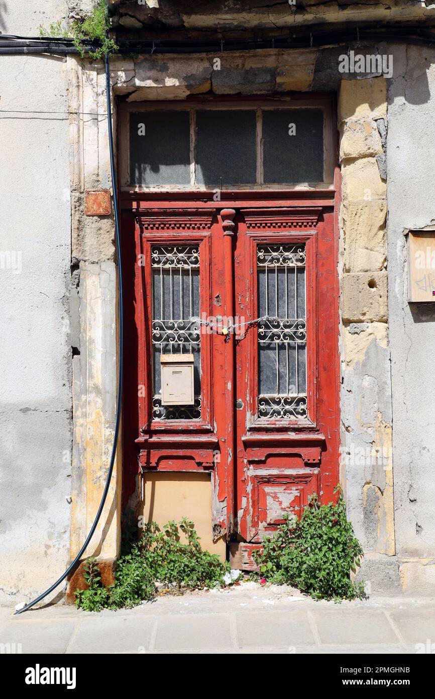 Old door in the Old Turkish quarter of Skala, Larnaca, Cyprus Stock ...
