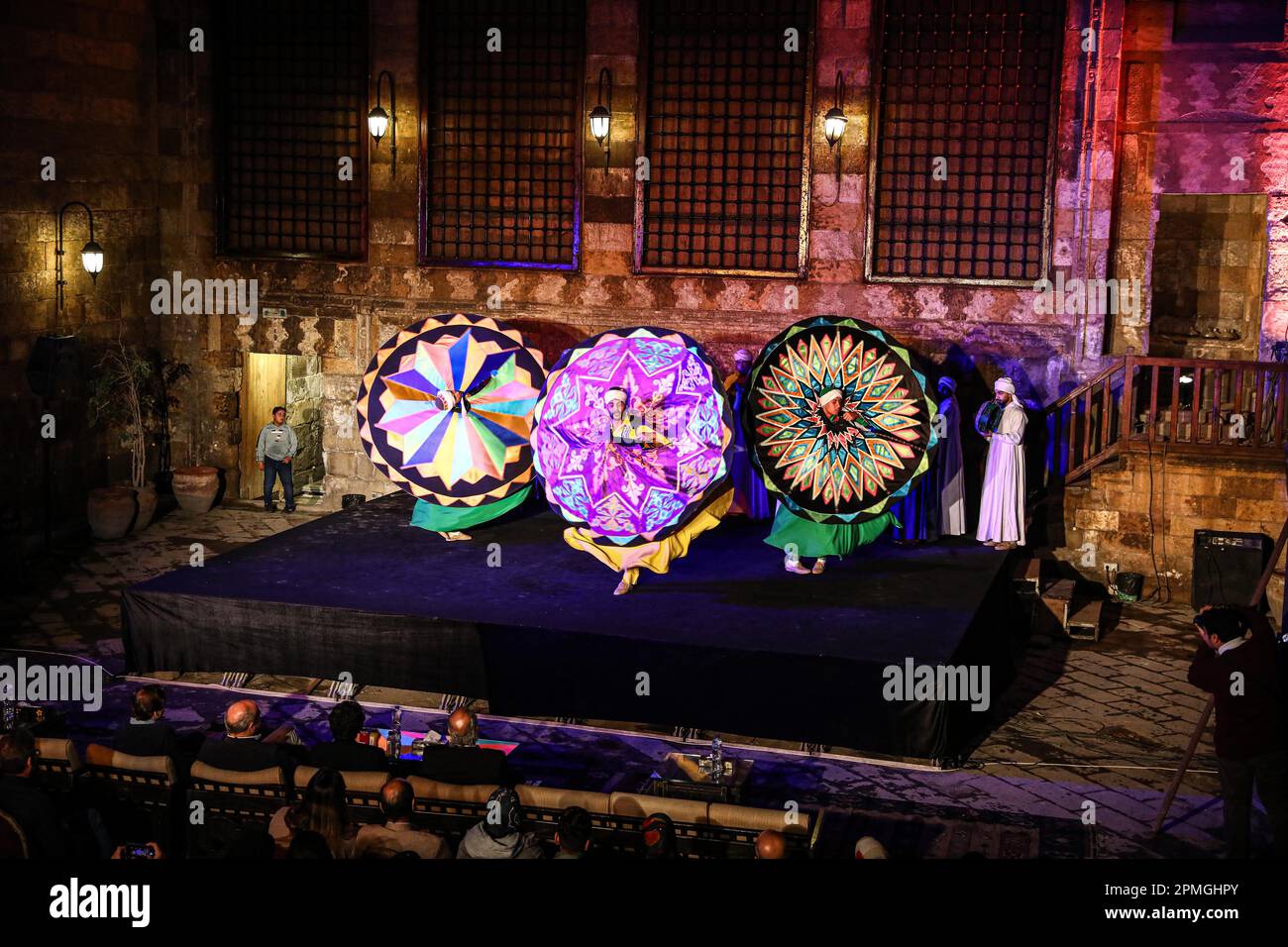 Cairo, Egypt. 12th Apr, 2023. Dancers perform Tanoura, a traditional ...