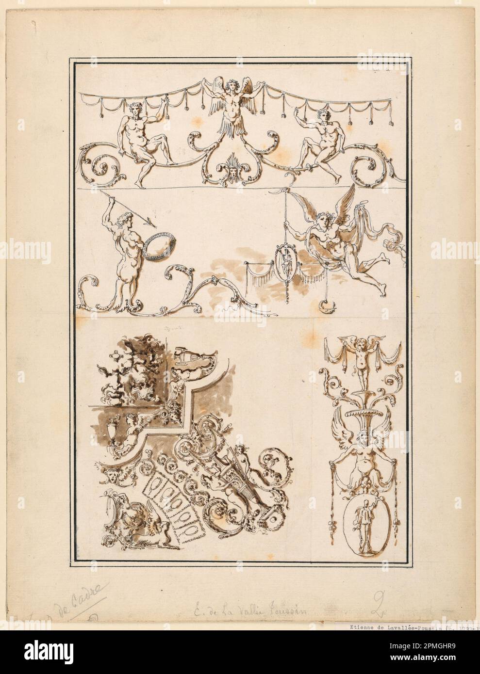 Drawing, Five Motifs for Ornamental Arabesques; Designed by Etienne de ...
