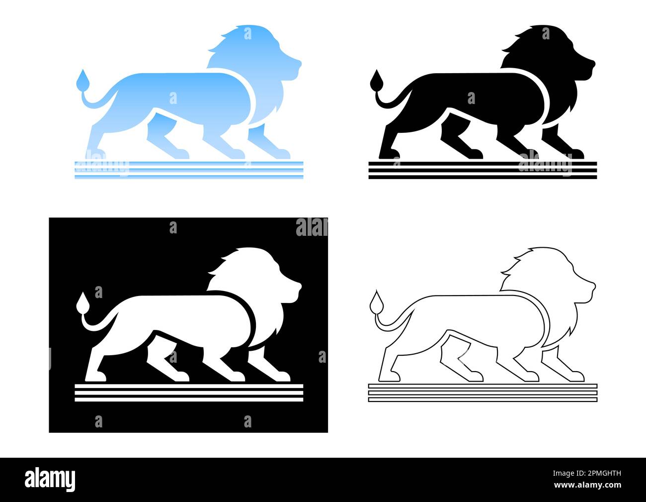 Lion Logo Vector Flat Design. Lion Silhouette Vector Illustration Stock ...