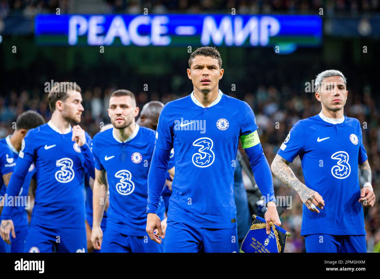 Madrid, Madrid, Spain. 12th Apr, 2023. Thiago Silva (Chelsea), Enzo ...