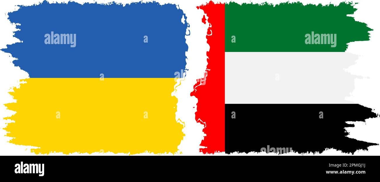 United Arab Emirates and Ukraine grunge flags connection, vector Stock ...