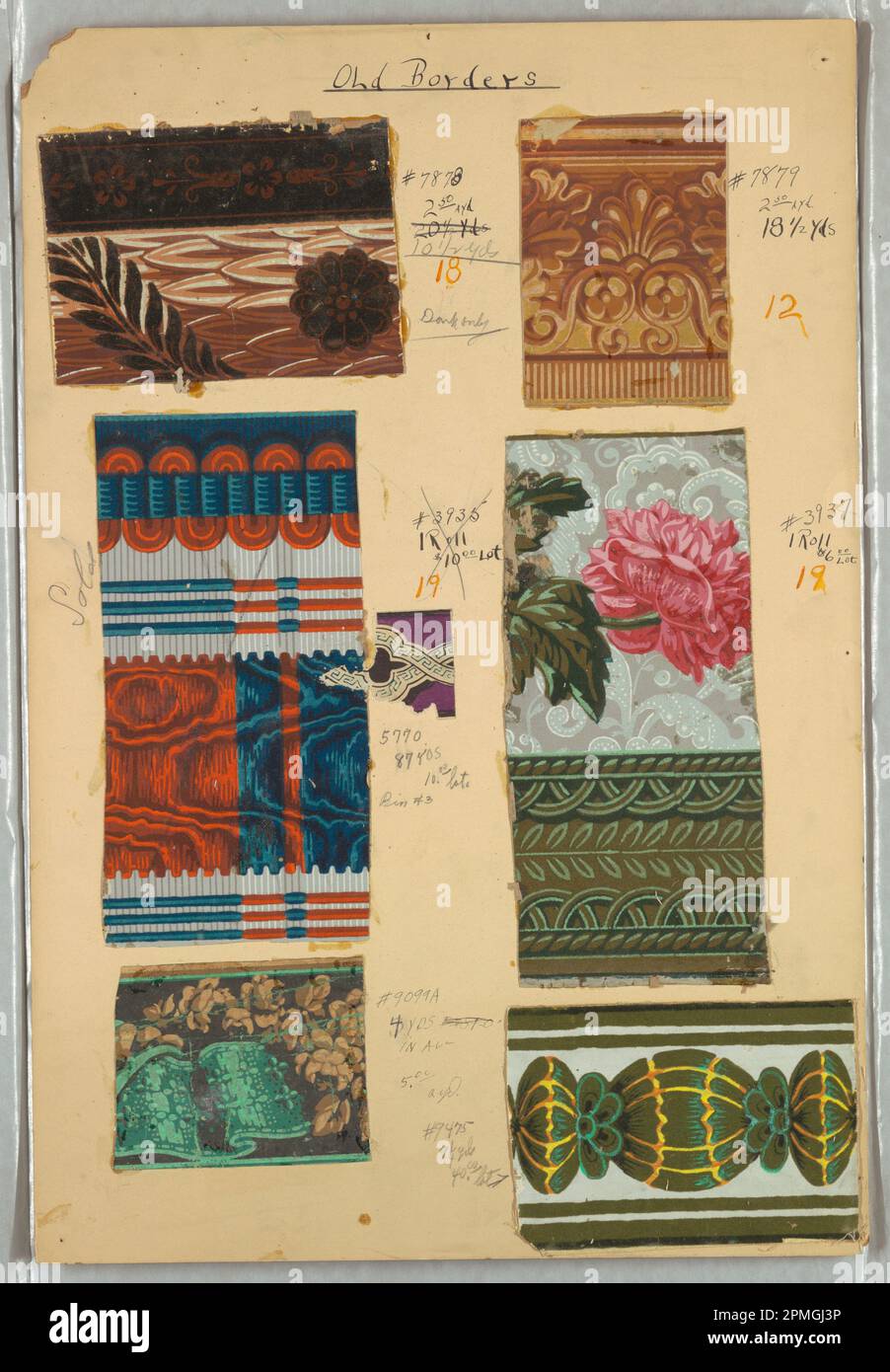 Border (France); block-printed and flocked; Overall: 56 x 38 cm (22 1/ ...