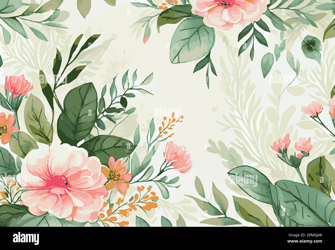 Abstract floral art background template. Botanical watercolor hand ...