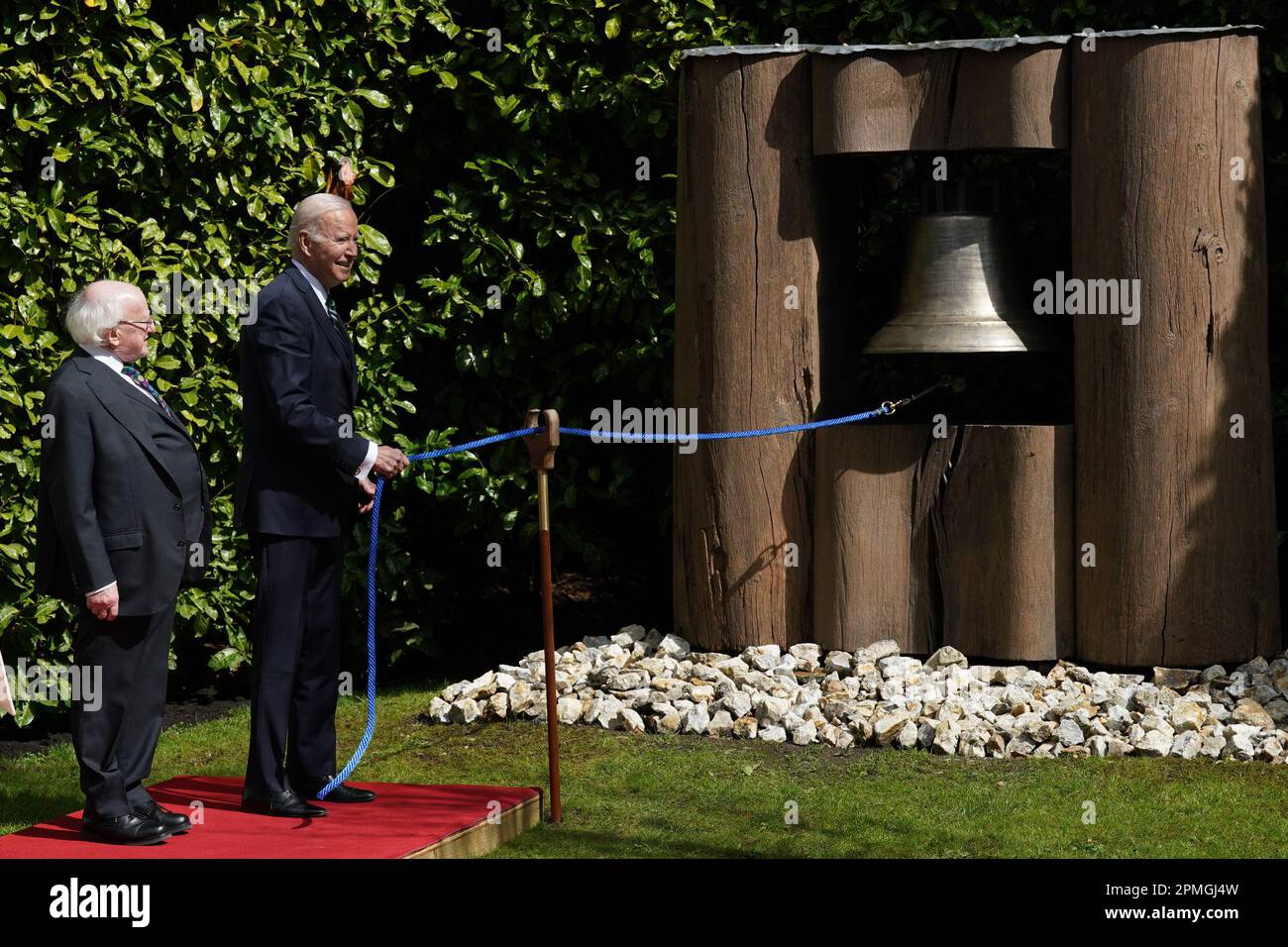 Irish President Michael D Higgins watches as US President Joe Biden ...