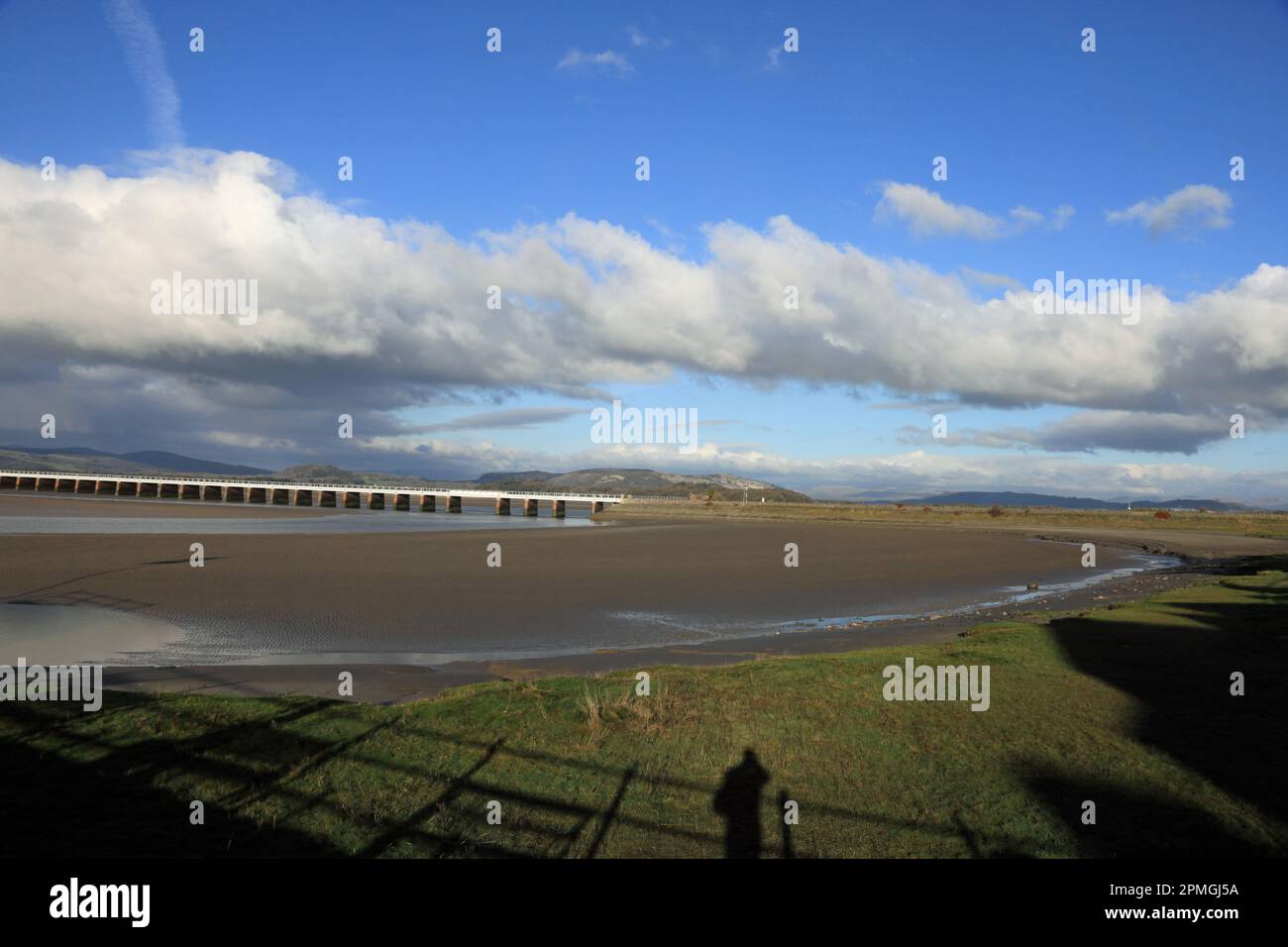 Arnside the River Kent Estuary and railway viaduct Arnside Cumbria ...