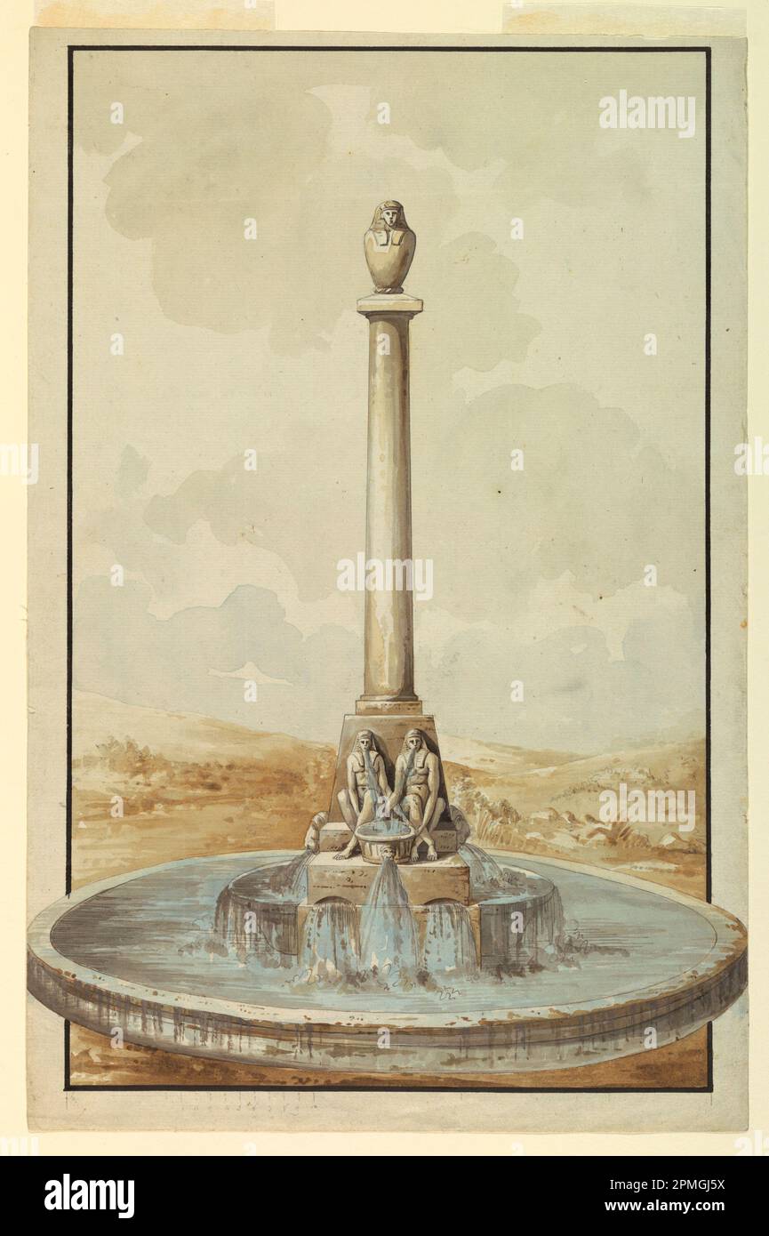 Drawing, Design for Fountain with Canopic Jar; Designed by Giuseppe ...