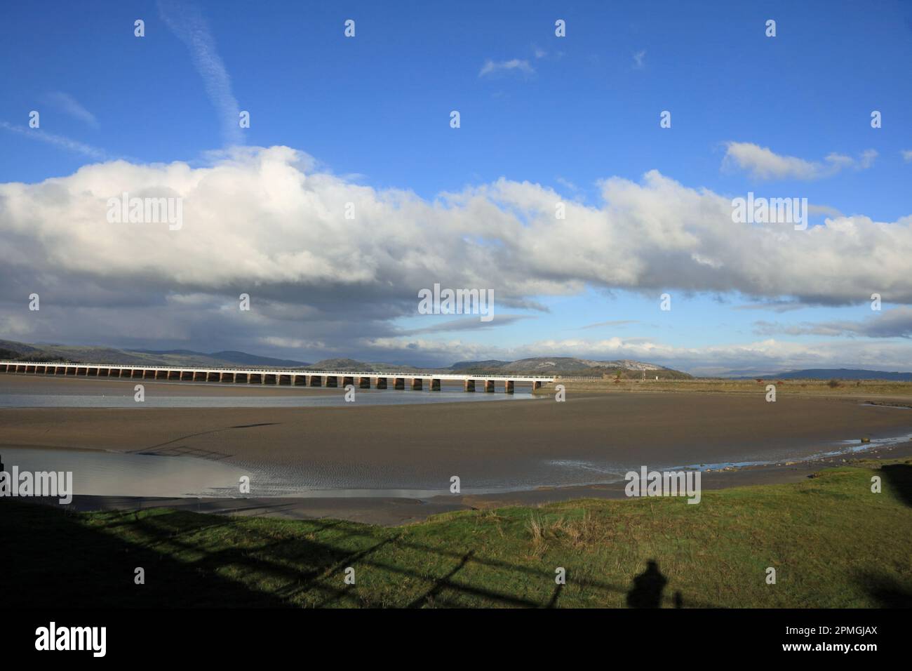 Arnside the River Kent Estuary and railway viaduct Arnside Cumbria ...