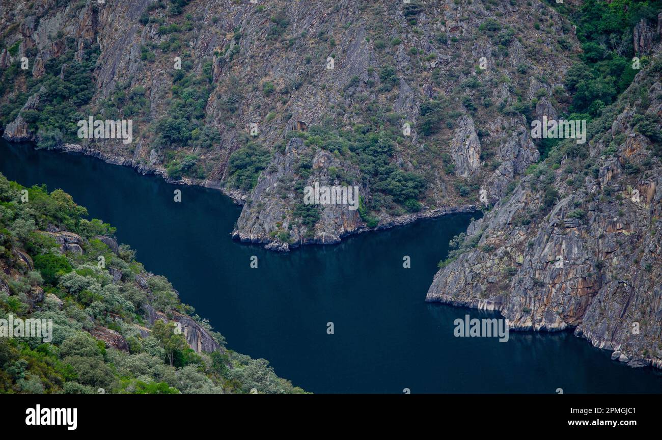 view of the Minho river canyon in the Ribeira Sacra, world heritage ...