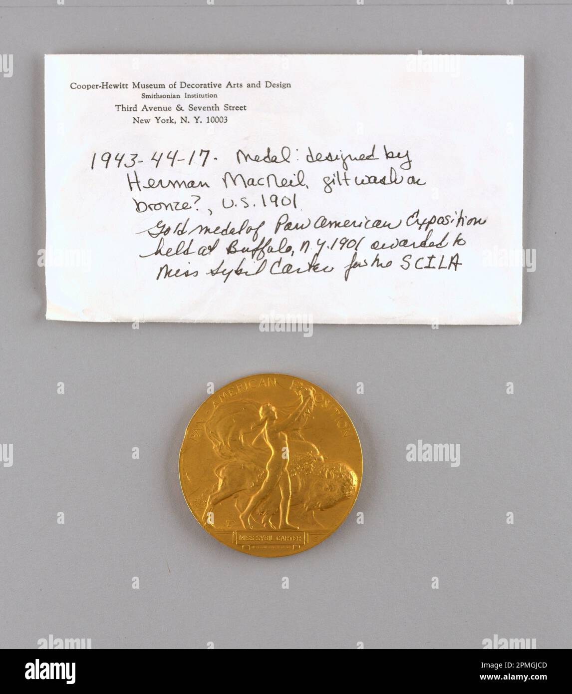 Medal (USA); Designed by Herman Macneil; gilt wash on bronze Stock ...