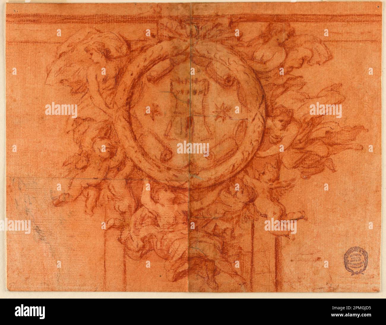 Drawing, Project for a wall decoration (Female figures and putti ...