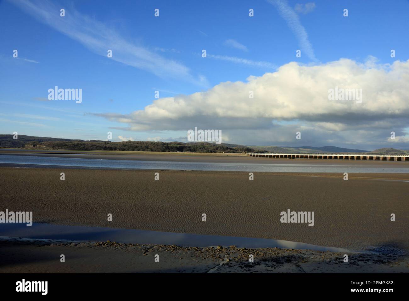Arnside the River Kent Estuary and railway viaduct Arnside Cumbria ...