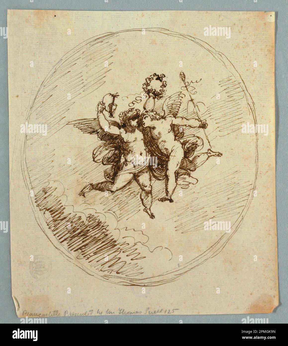 Drawing, Two Flying Putti with Attributes of Dionysus; Felice Giani ...