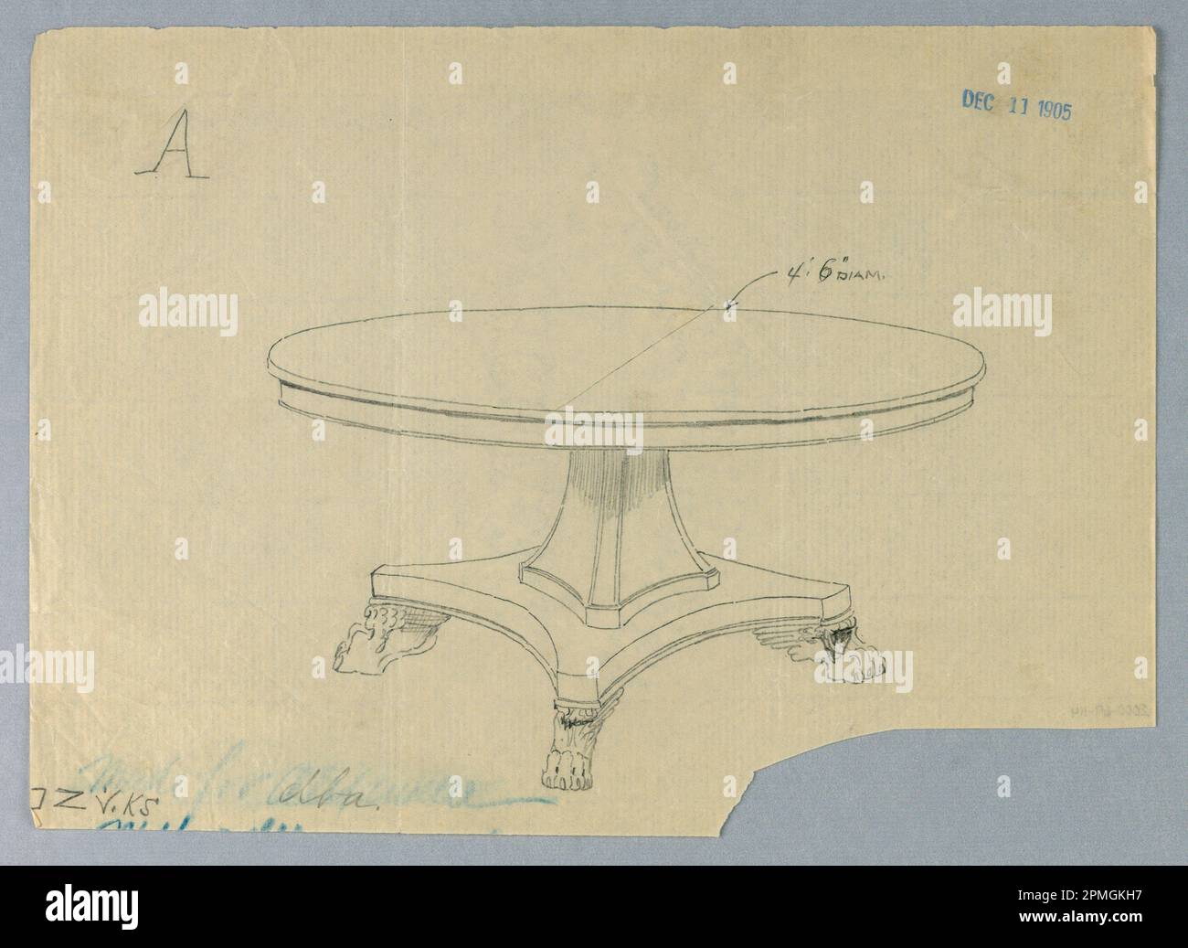 Drawing, Design for Round Table "A"; Designed by A.N. Davenport Co ...