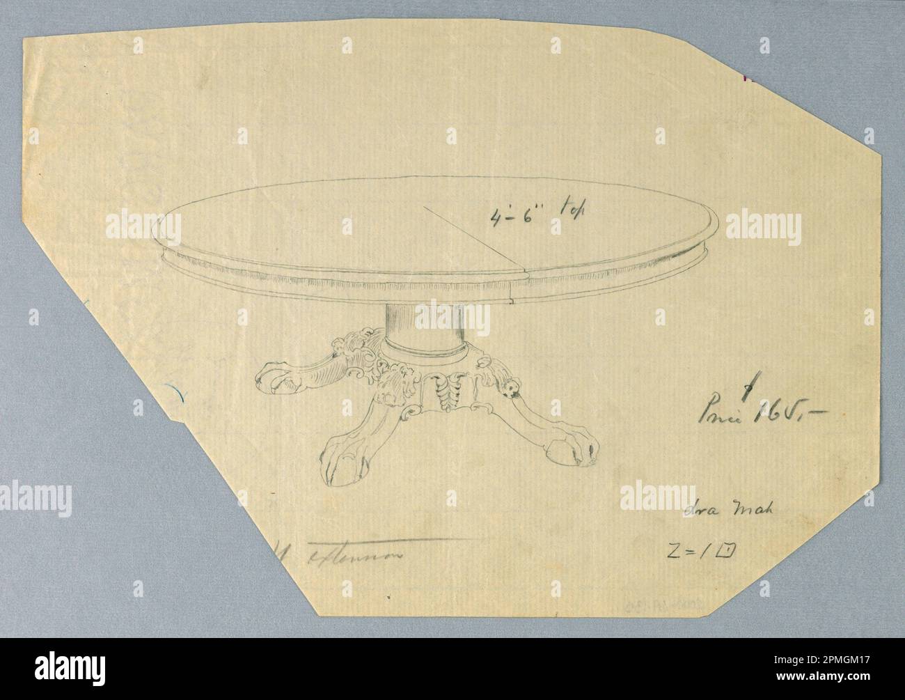 Drawing, Design for a Round Dining Table on Carved Base; Designed by A ...