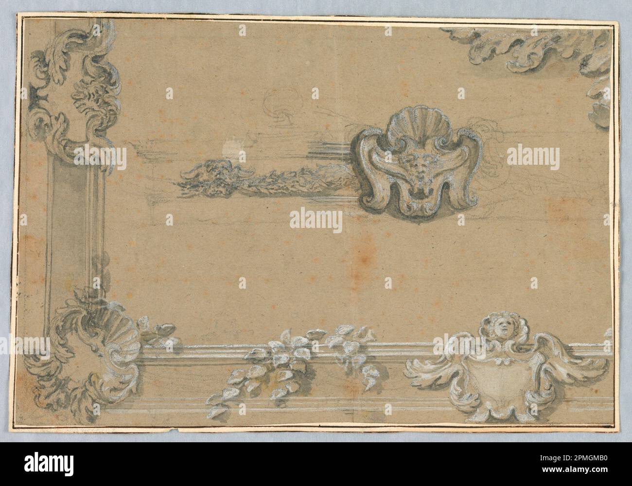 Drawing, Design for the Stucco Decoration of a Ceiling; Italy; black ...