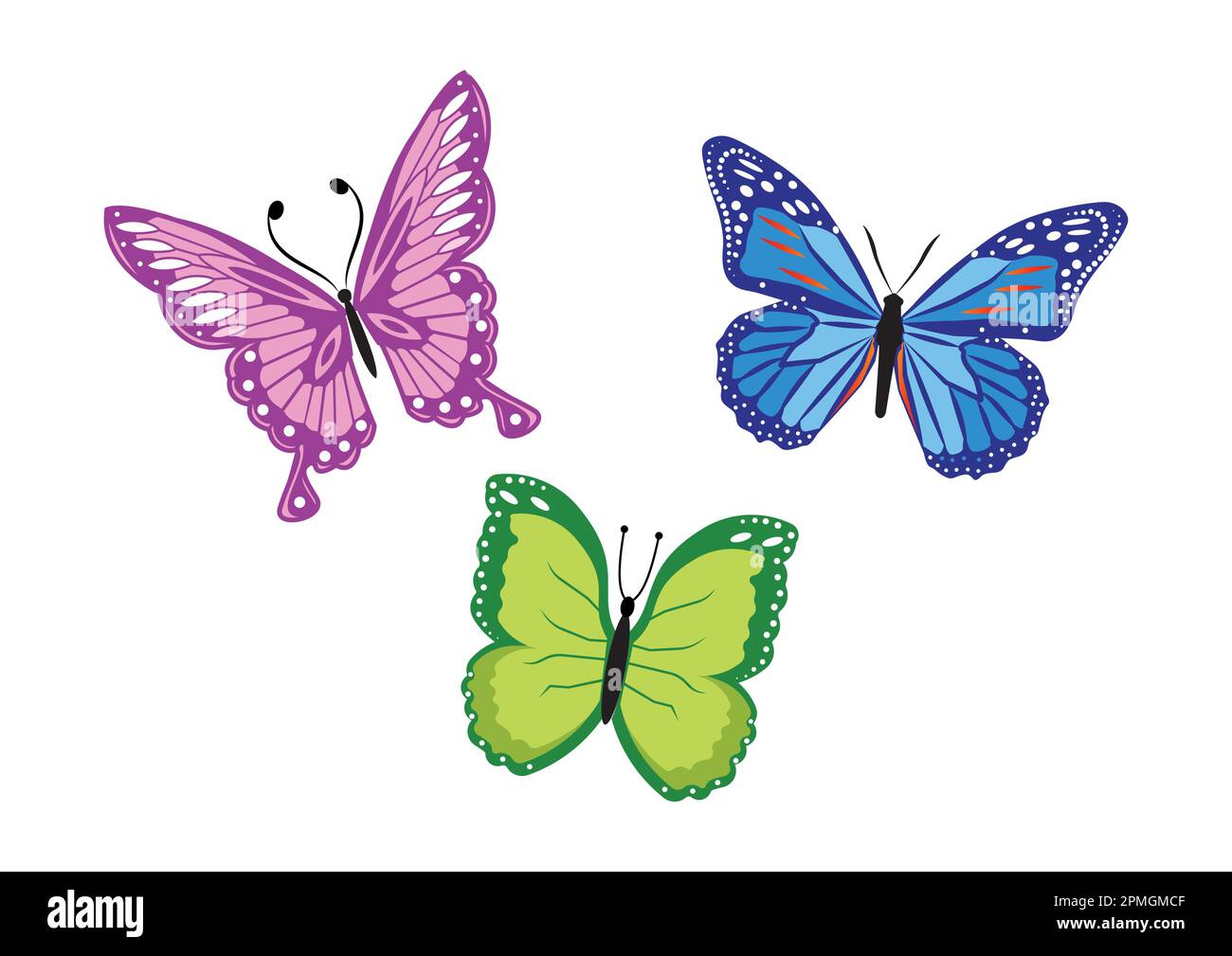 Three purple monarch butterfly Stock Vector Images - Alamy