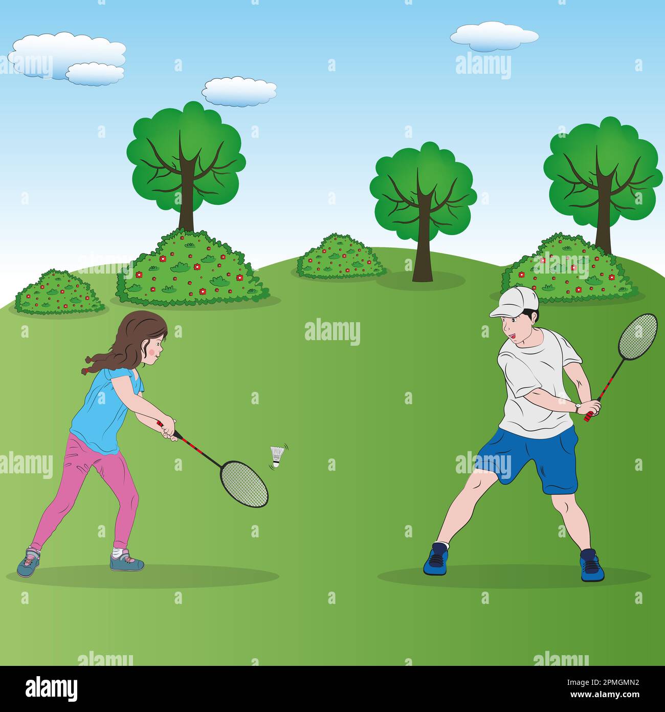 Two children are playing tennis Stock Vector Image & Art - Alamy