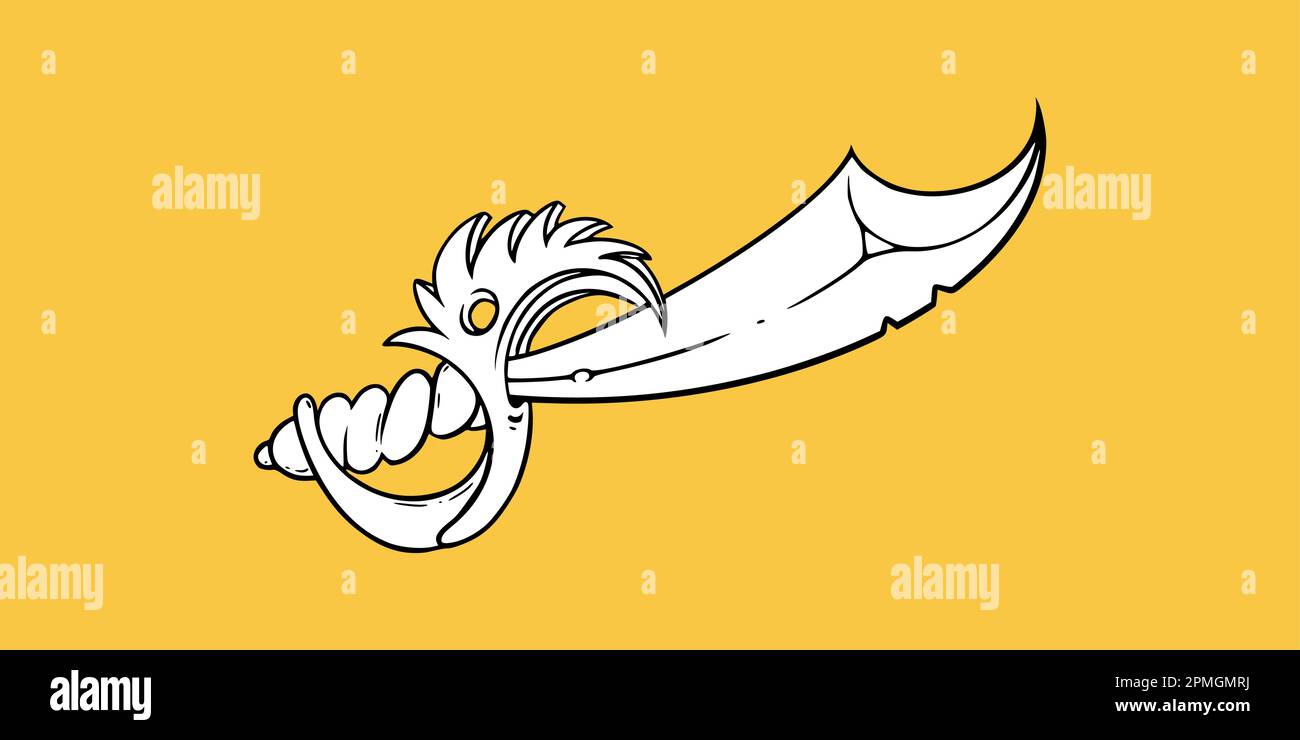 Pirate Sword In Retro Style Arabian Saber Or Sword For Games Vector Illustration Isolated On
