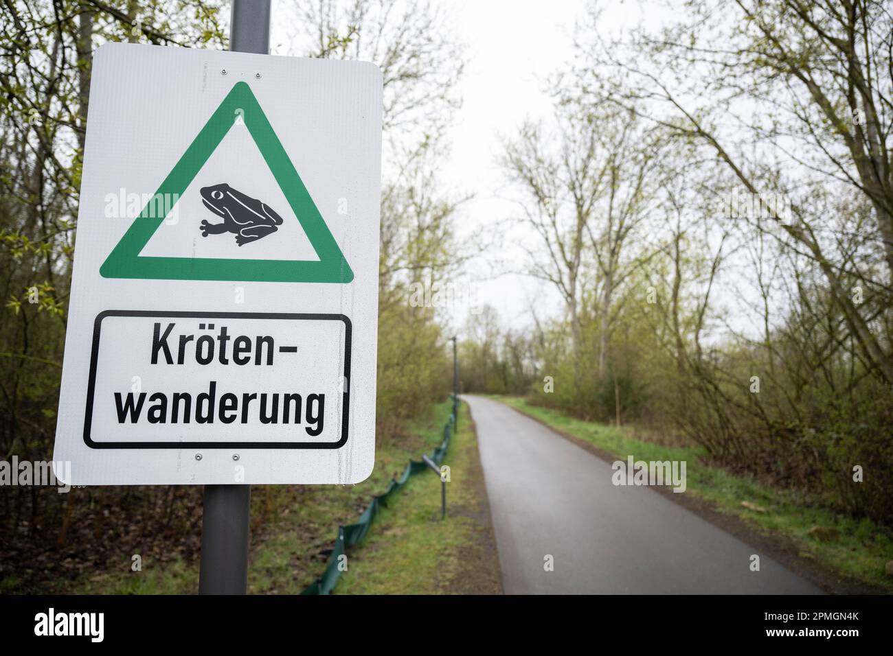 Berlin, Germany. 13th Apr, 2023. A sign reading "Toad Migration" in ...