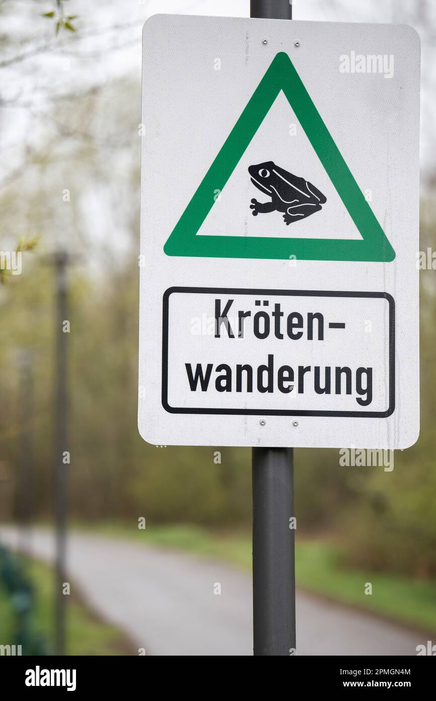 Berlin, Germany. 13th Apr, 2023. A sign reading "Toad Migration" in ...