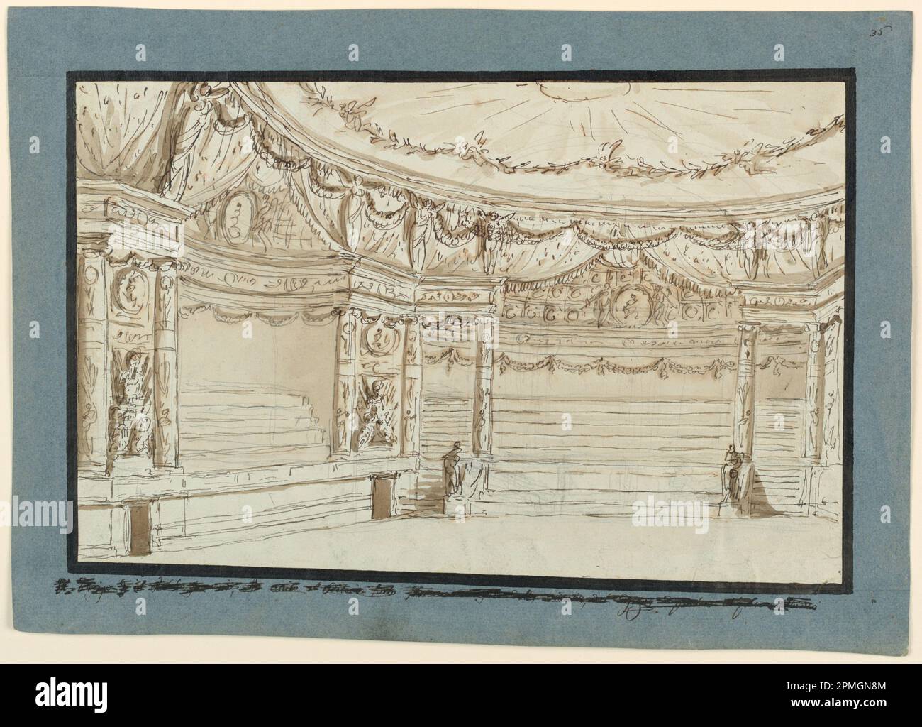 Drawing, Sketch for Decoration, Interior of Theater; Designed by ...