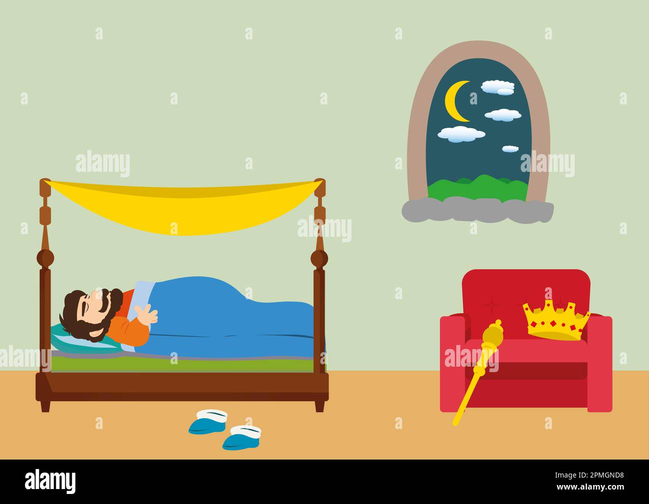 Bed in modern bedroom Stock Vector Images - Alamy