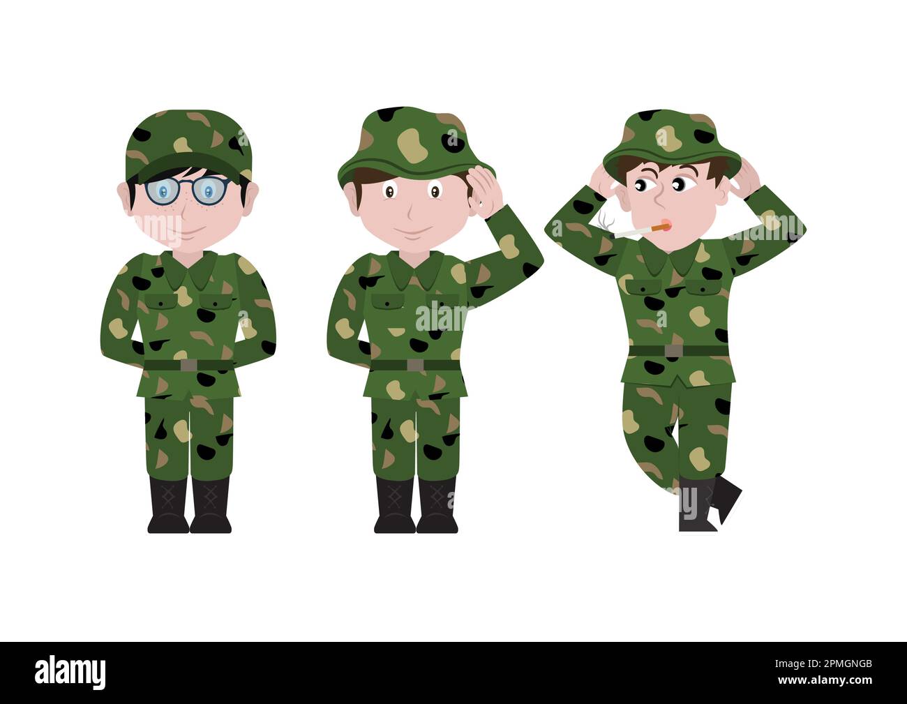 Three Military People isolated on white background Stock Vector Image ...