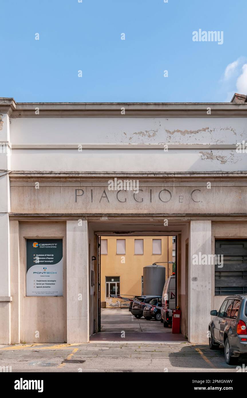 A detail of the Piaggio factory in Pontedera, Pisa, Italy, where the ...