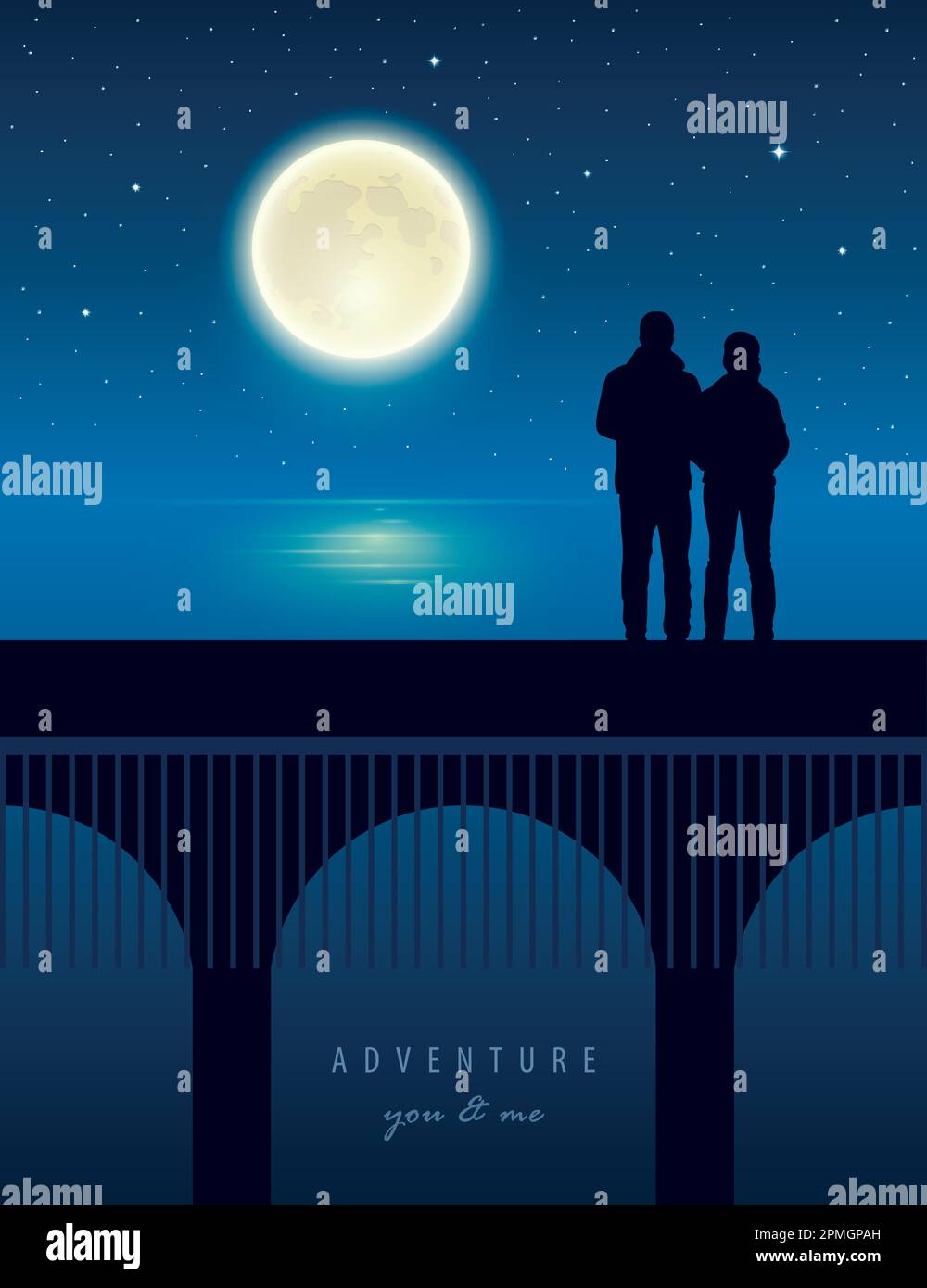 Love couple in moonlight hi-res stock photography and images - Alamy