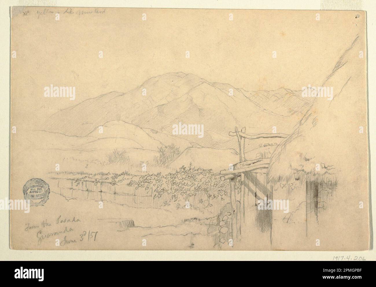 Drawing, View from the Inn at Guaranda, Ecuador; Frederic Edwin Church ...