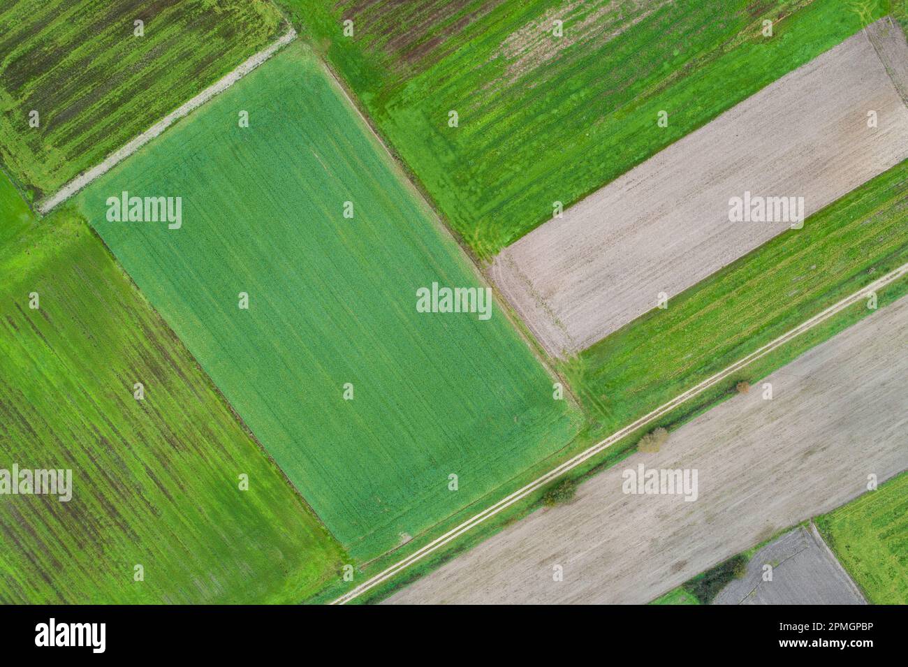 aerial view of some autumn crop fields Stock Photo - Alamy