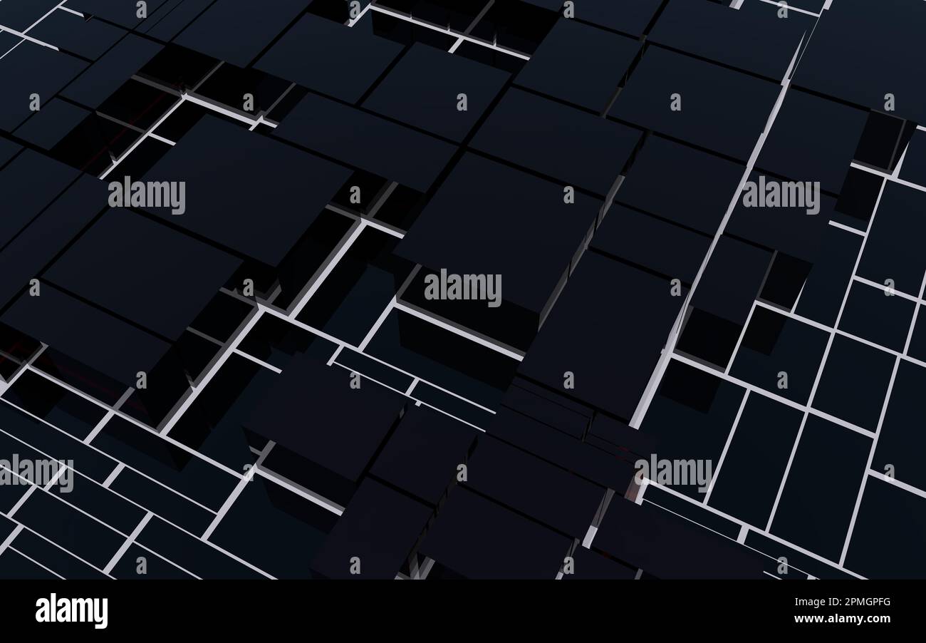 Abstract black glass blocks futuristic background, abstract cityscape ...