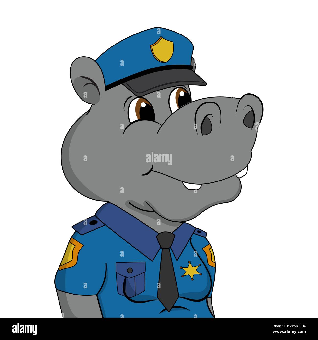 Vector illustration of the police hippopotamus isolated on white ...