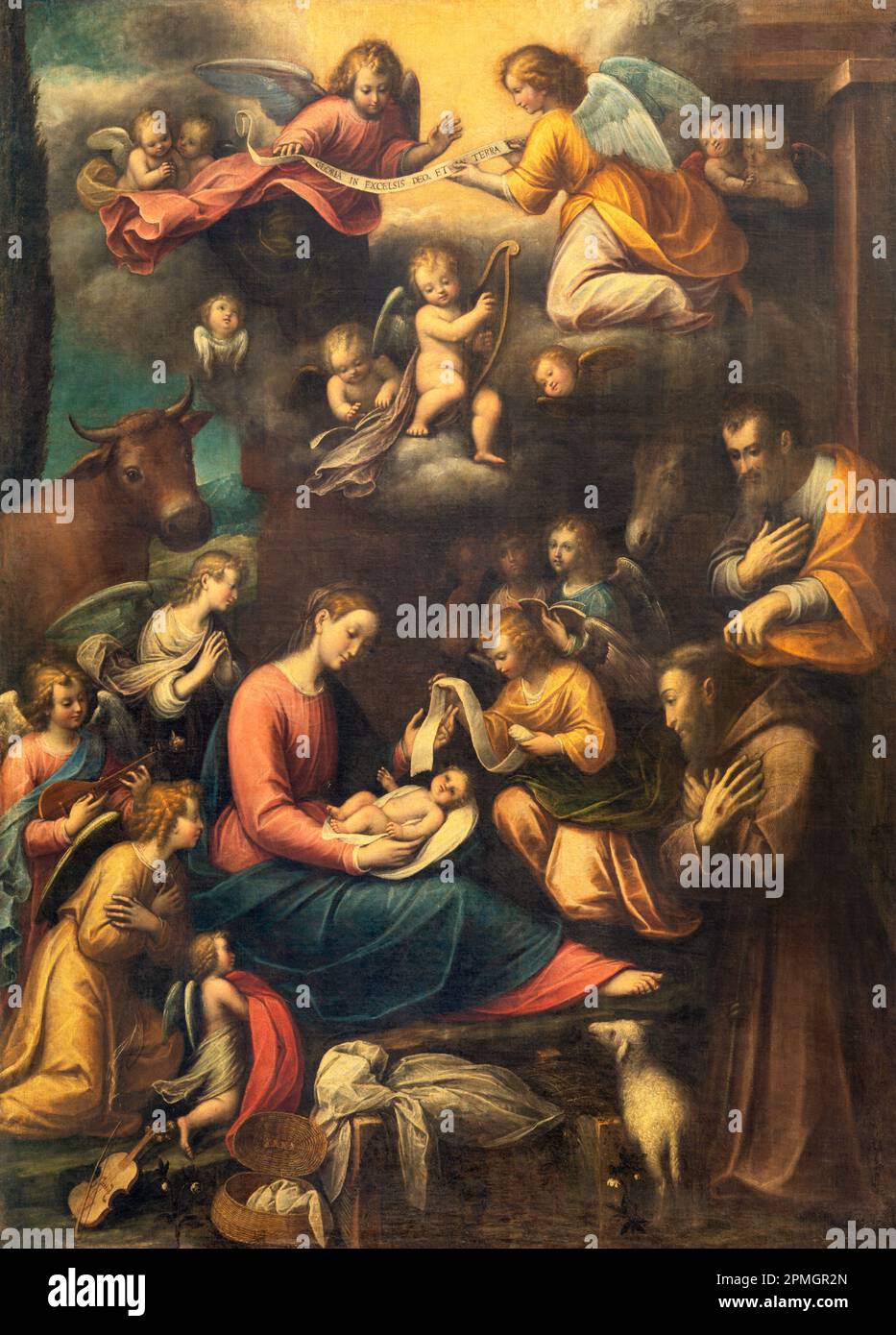 GENOVA, ITALY - MARCH 6, 2023: The painting of Nativity With the St ...