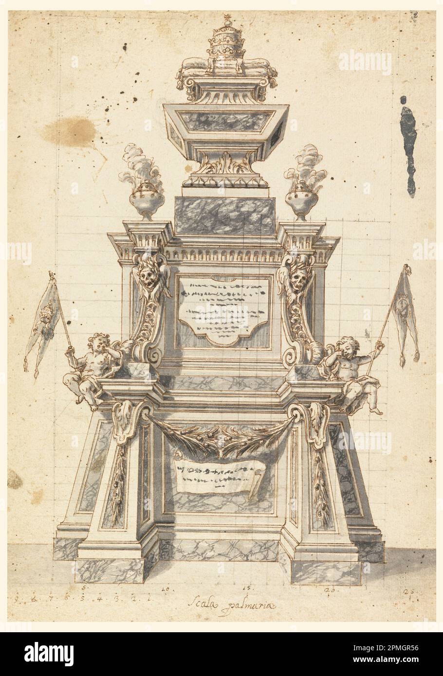 Drawing, Design for a Catafalque for the Memorial Service of a Pope ...