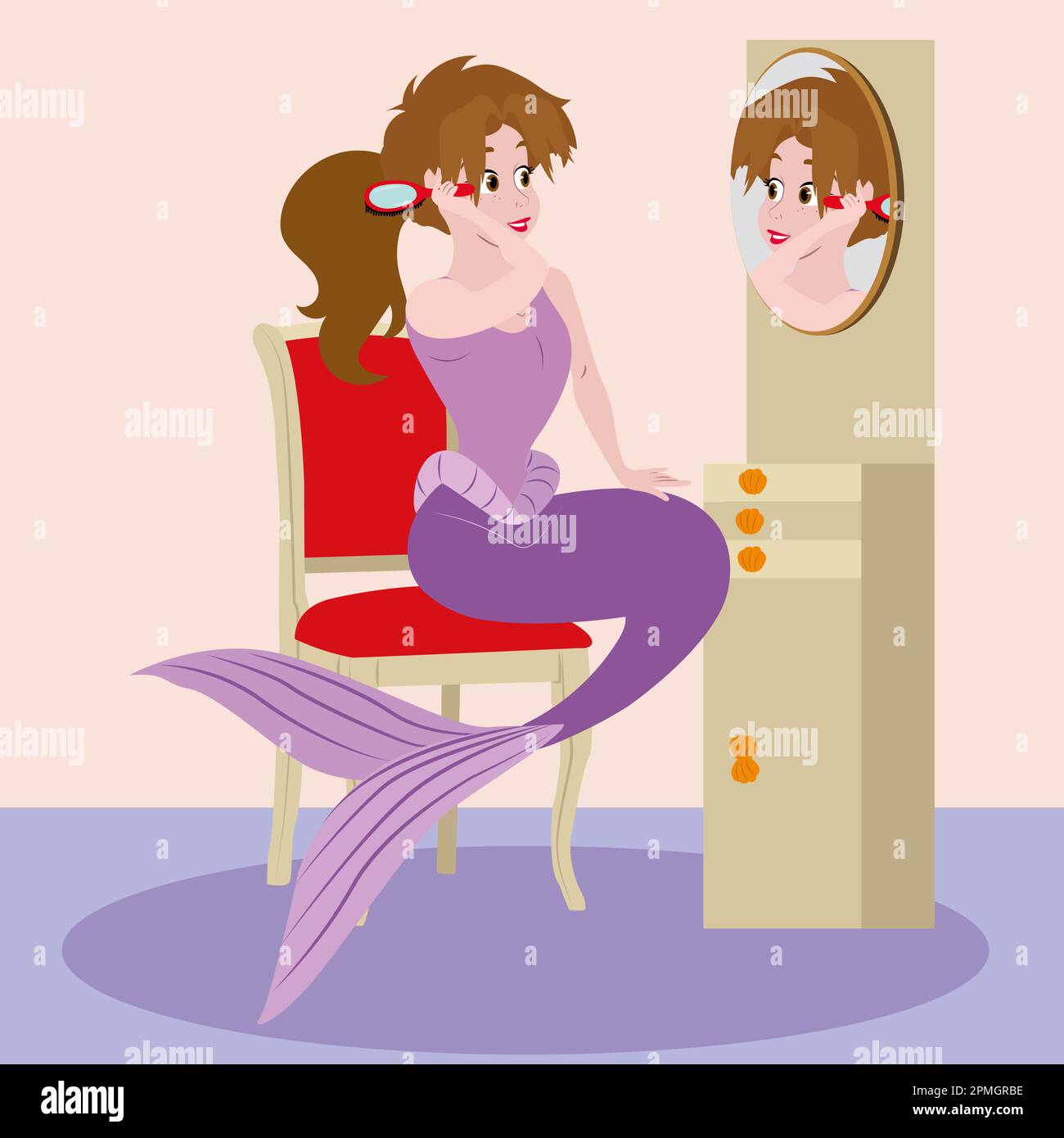 Child girl mirror reflection Stock Vector Images - Alamy