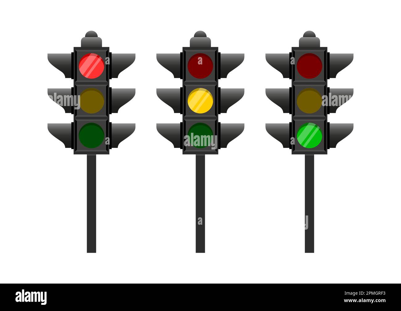 Traffic light flat design isolated on white background. Vector traffic ...