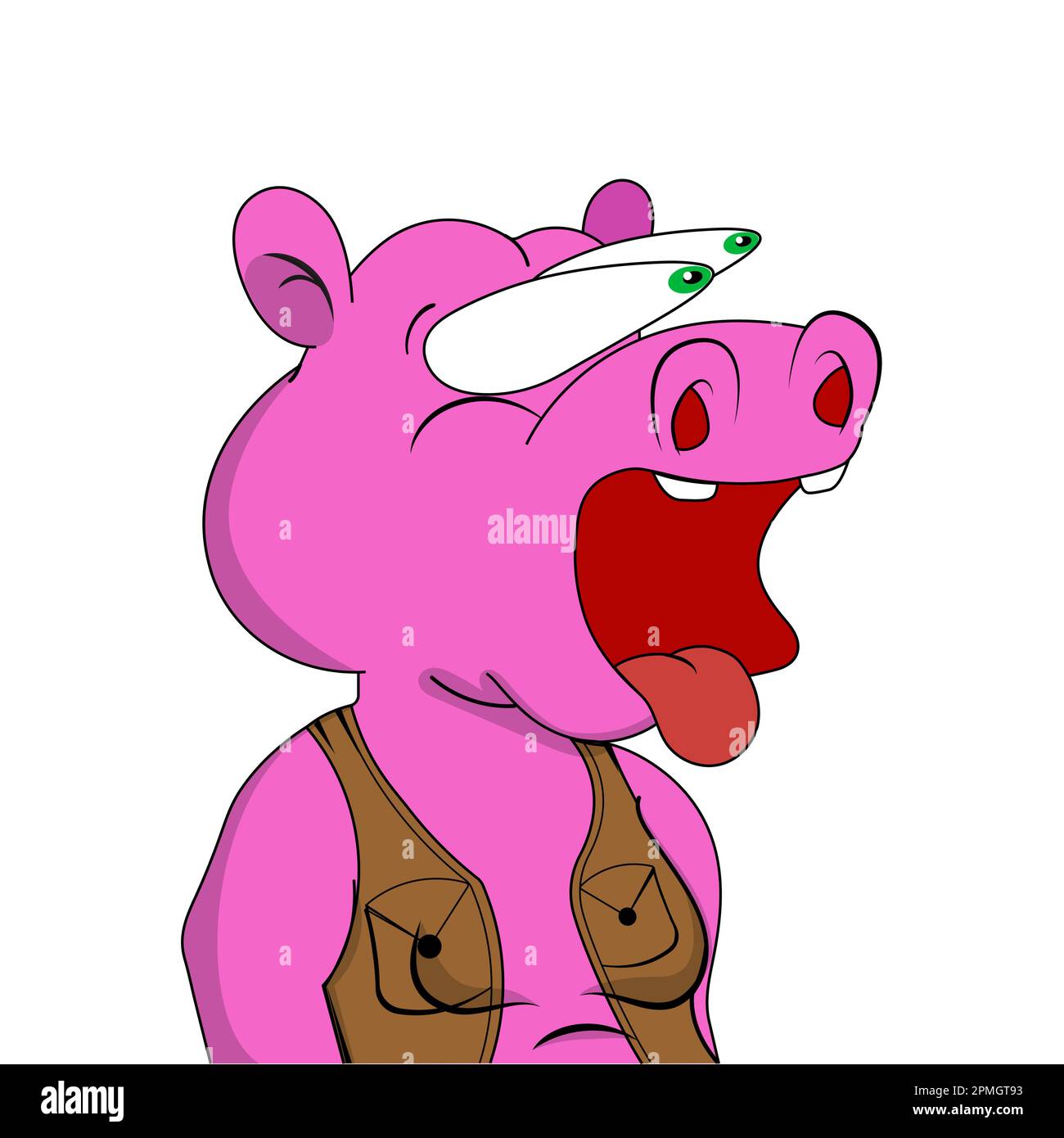 Vector illustration of scared hippo isolated on white background Stock ...